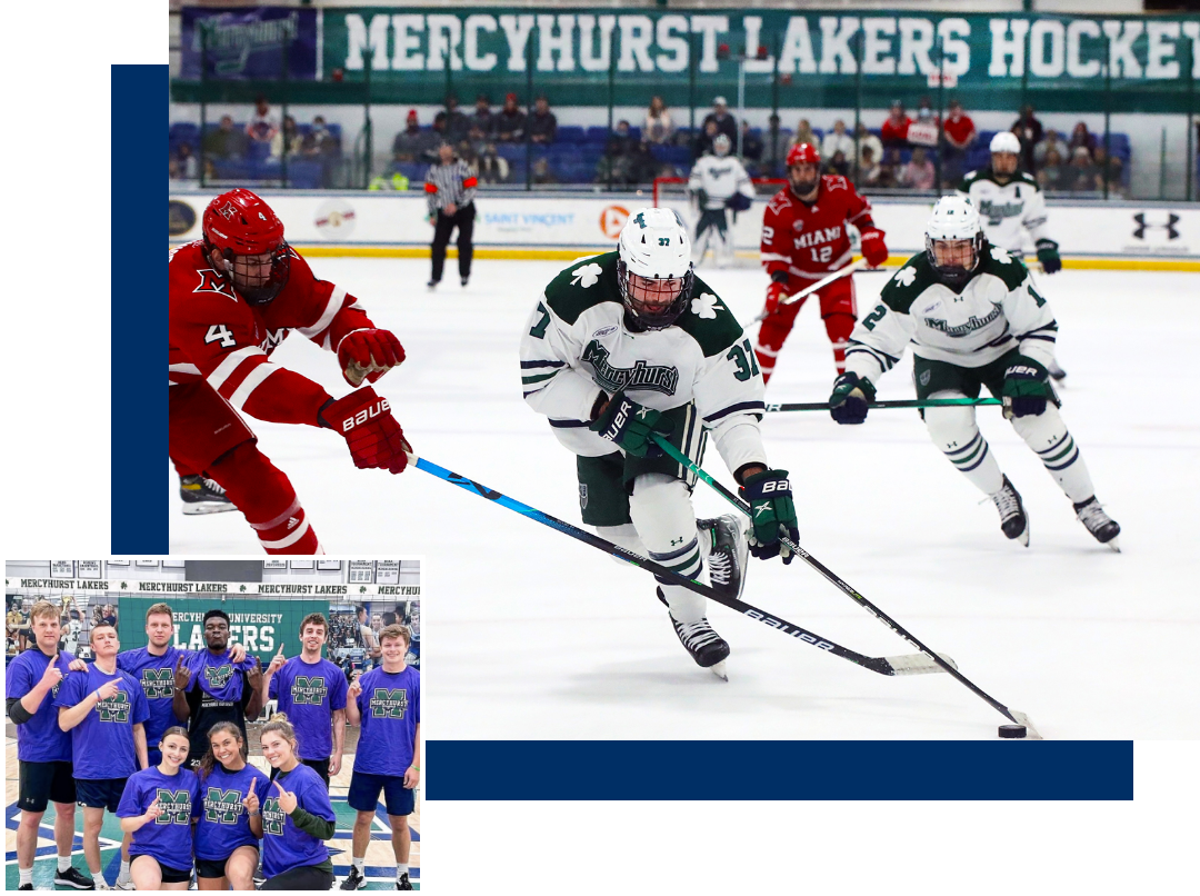 The Mercyhurst ice hockey team and a group photo